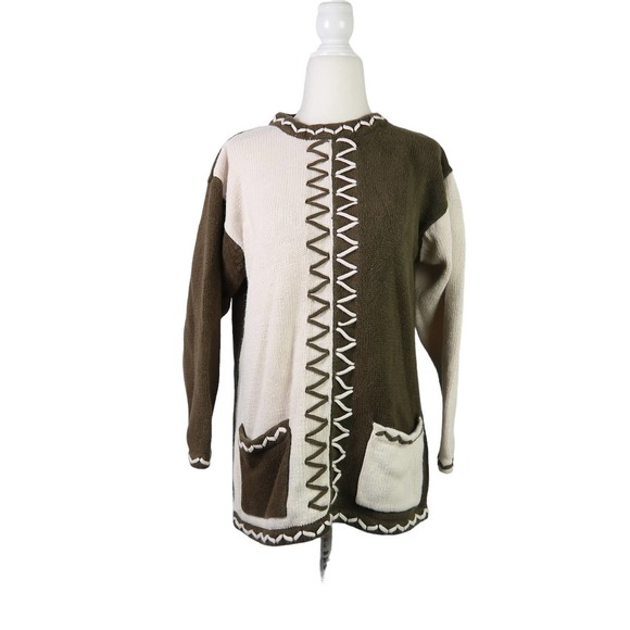 Hunt Club | Sweaters | Vintage 9s Hunt Club Olive Green And Cream Two ...
